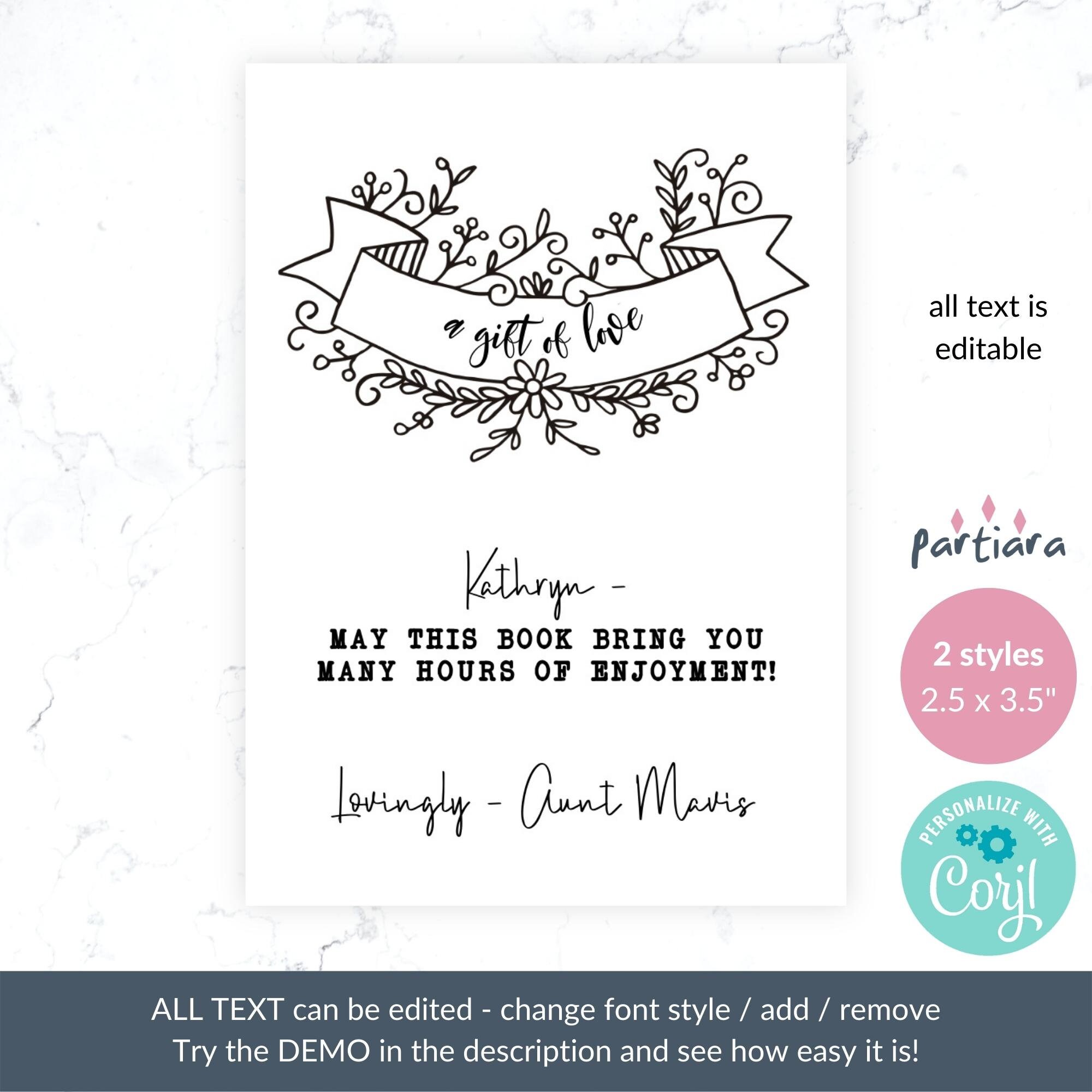 Editable Book Label Cards Personalized Library Book Labels | Etsy