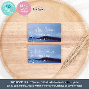 Birthday Dinner Table Name Cards Seating Place Cards Navy Blue Silver ...