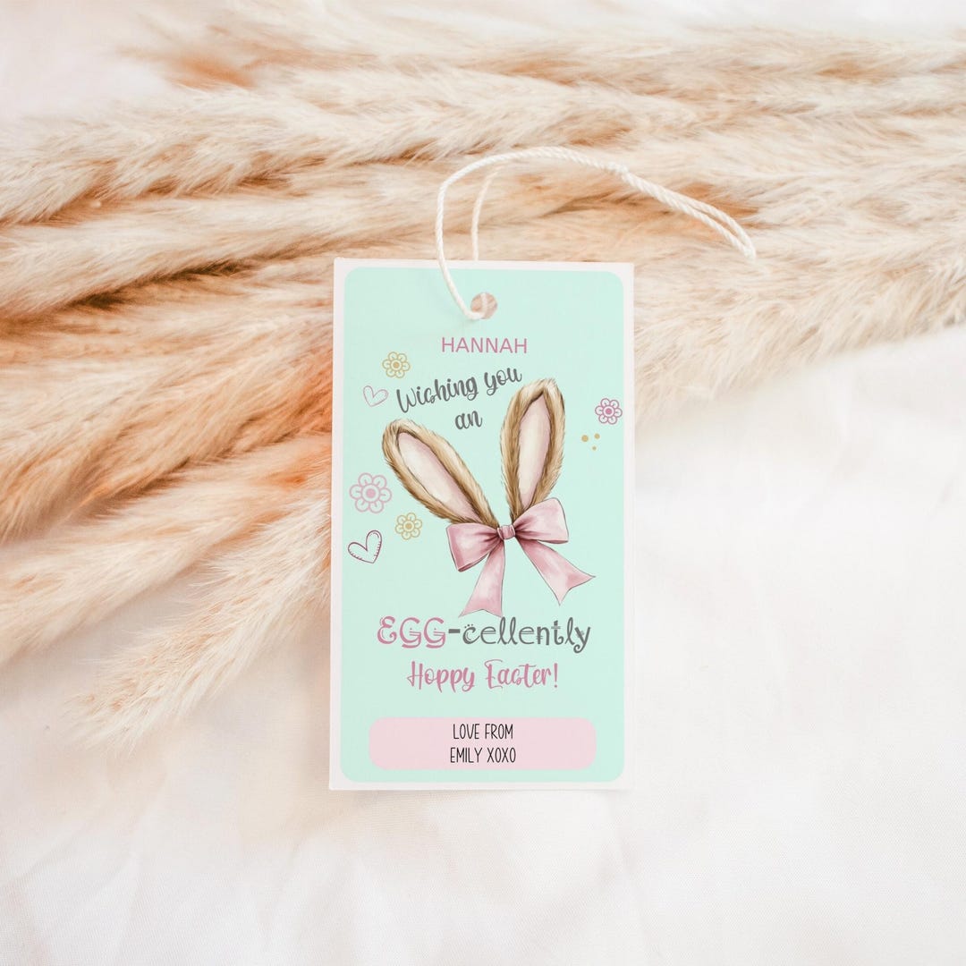 Easter Favor Gift Tag Printable, Easter Treats Tag Template, Kids Bunny ...