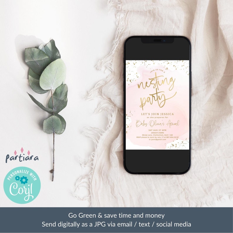 Baby Girl Nesting Party Invite Printable Baby Shower - Etsy