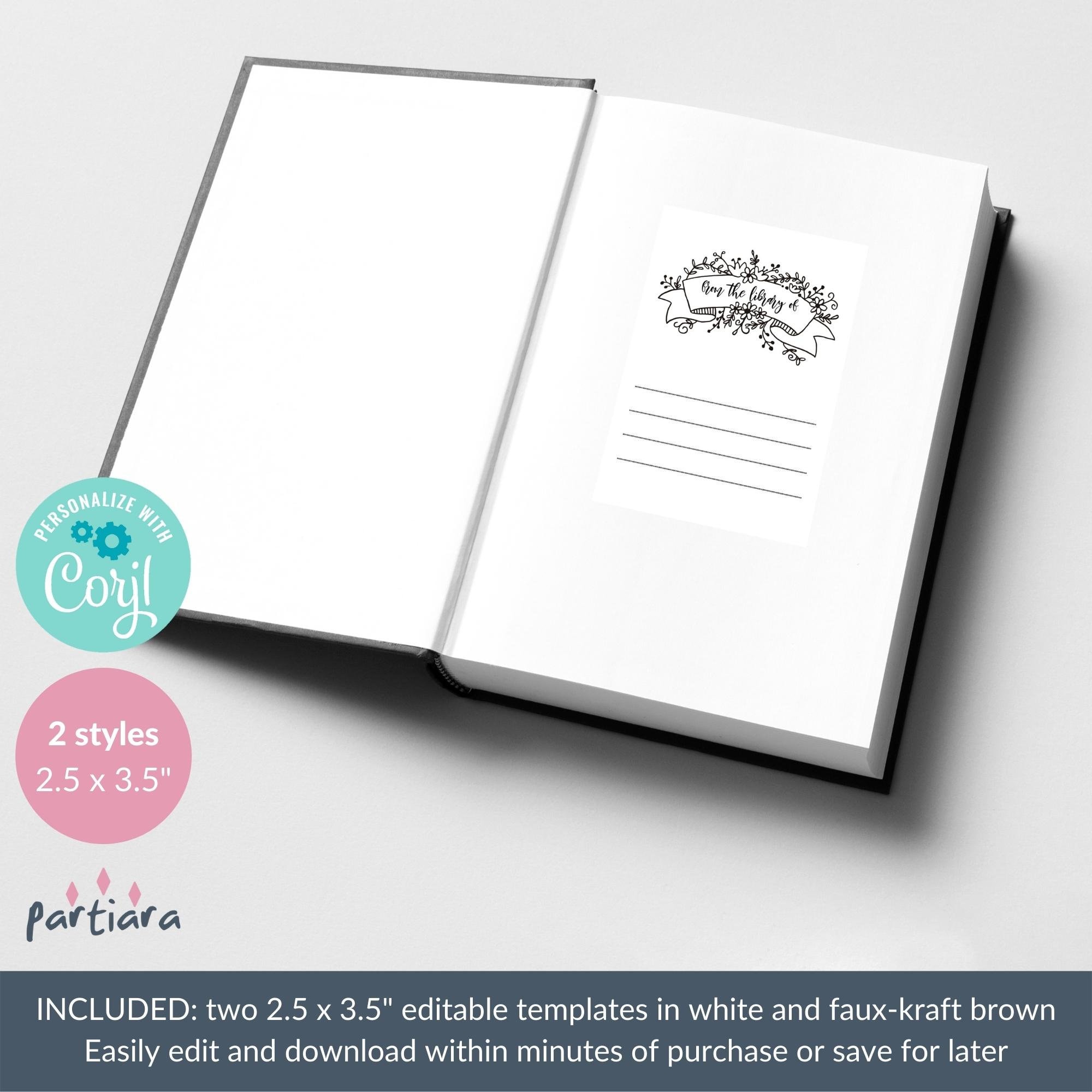 Editable Book Plate Sticker Labels Printable Book Labels - Etsy