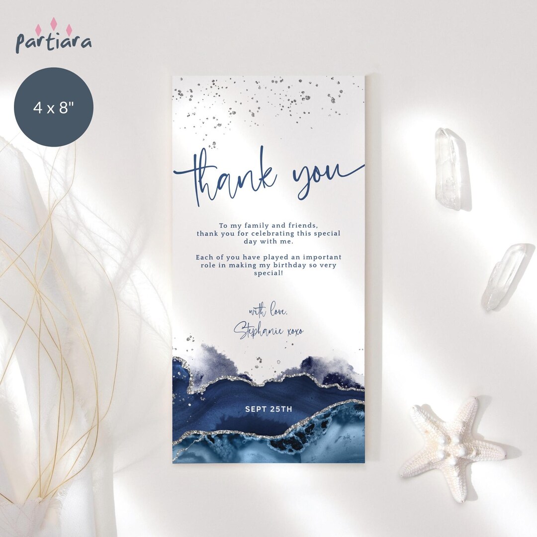 Thank You Card Slim Plate Menu Style Table Thankyou Notecards Printable ...