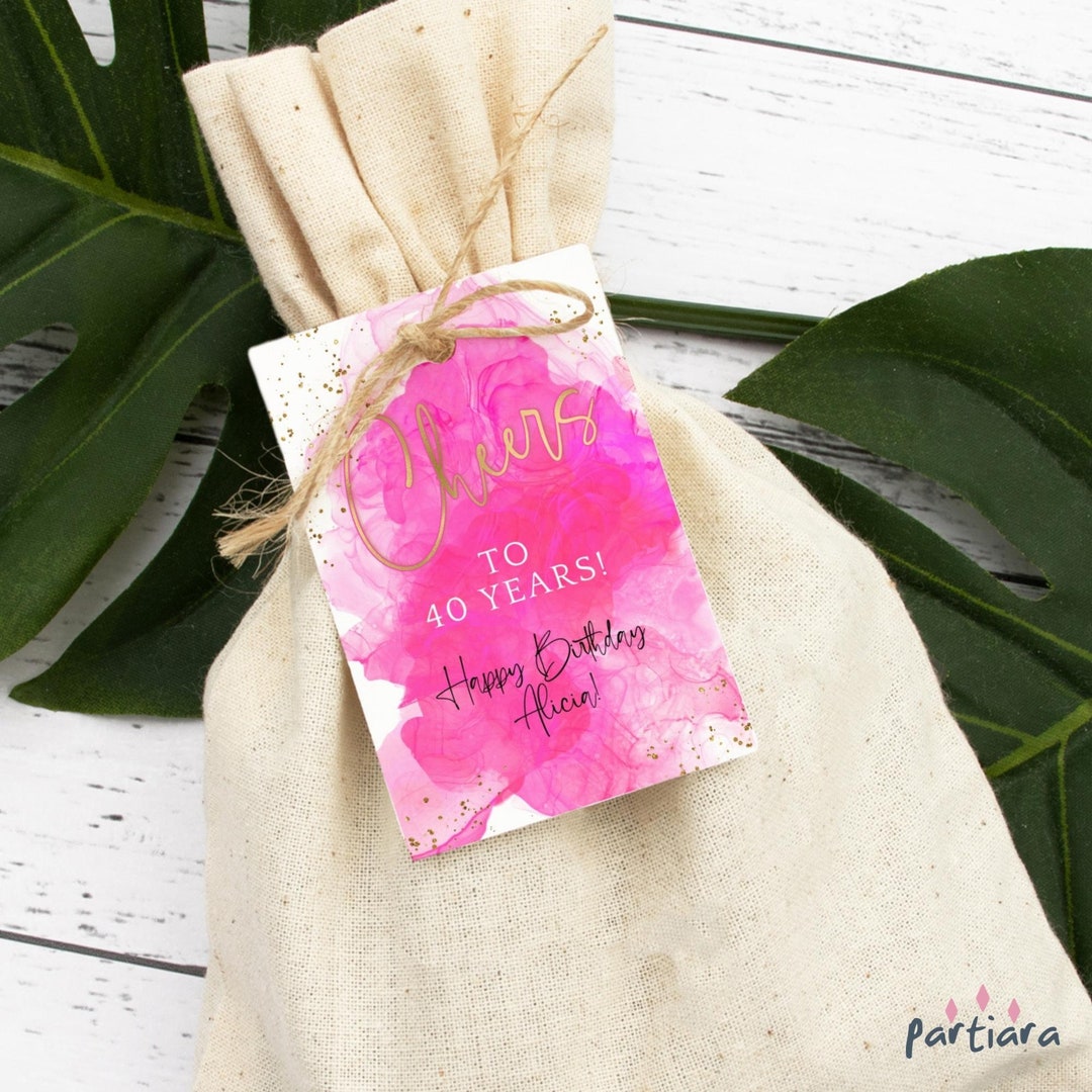 Mini Favor Labels Hot Pink Cheers Birthday Party Liquor Bottle Label ...