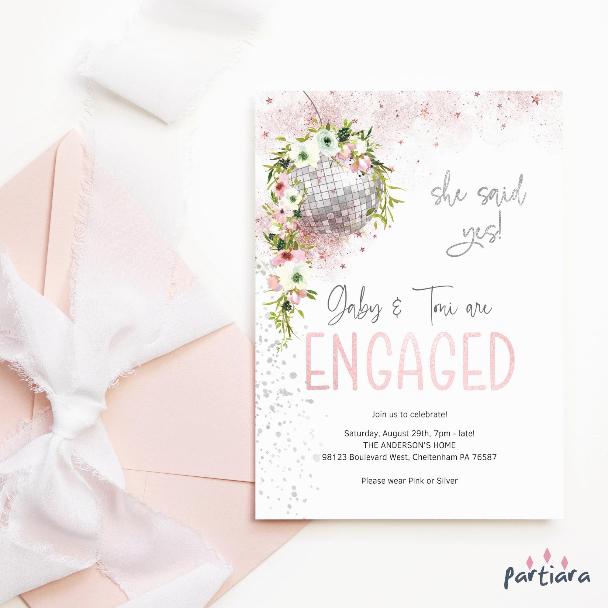 Editable Engagement Party Invite Template Disco Dance - Etsy