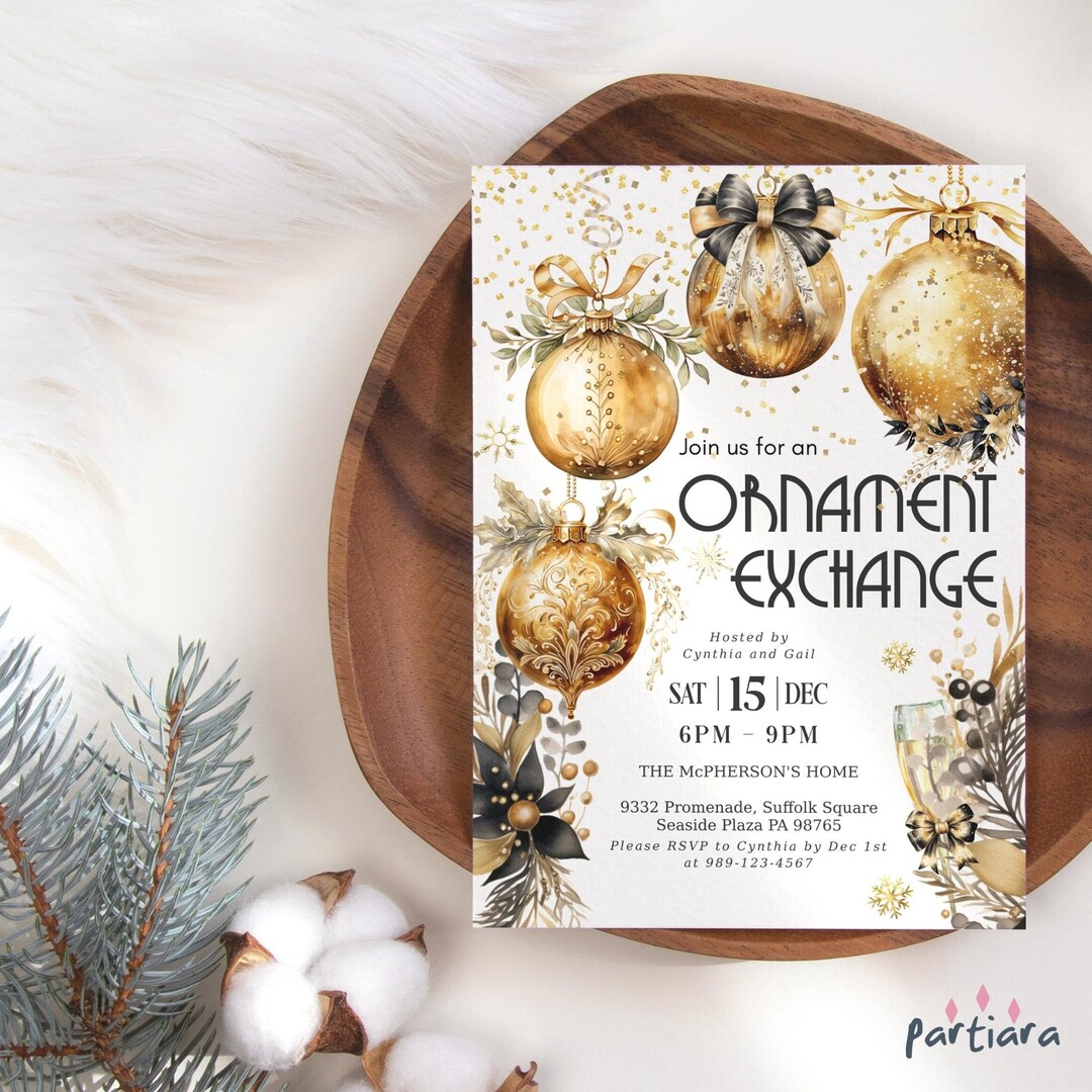 Ornament Exchange Invites Printable Christmas Ornaments Swap Party ...