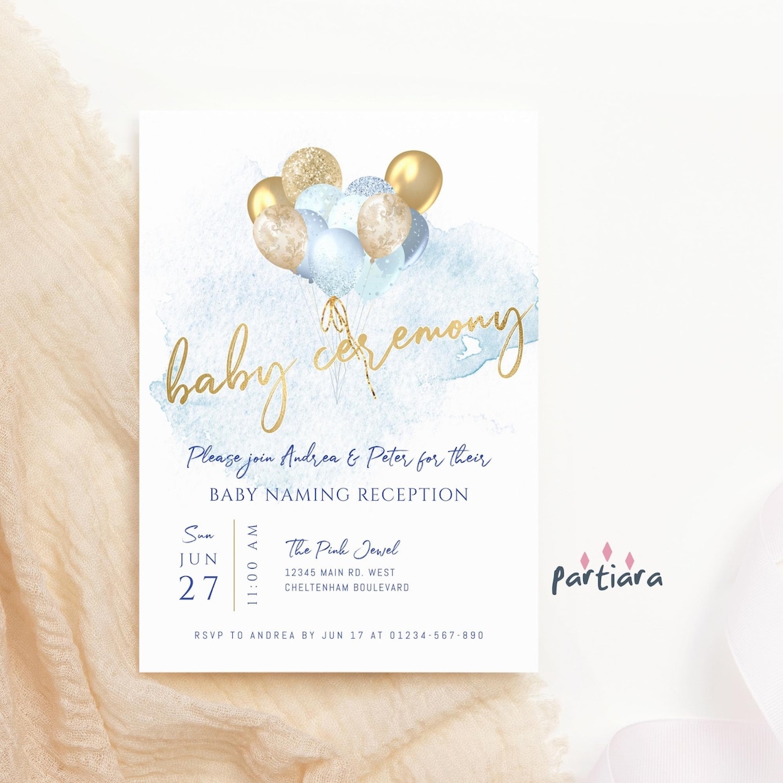 Boy Baby Ceremony Invitation Printable Naming Day Celebration - Etsy