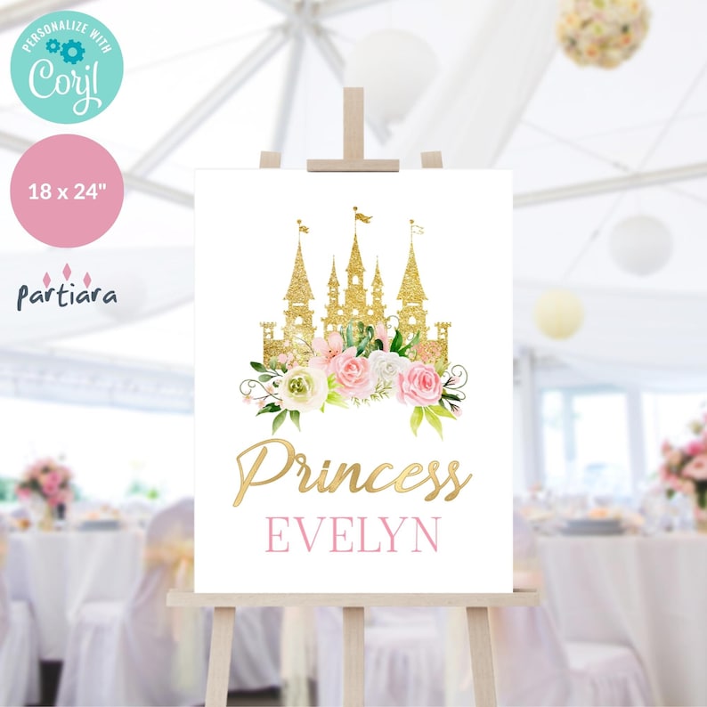 PRINCESS 1ST BIRTHDAY Decoration, Fairytale Castle Sign Printable ...