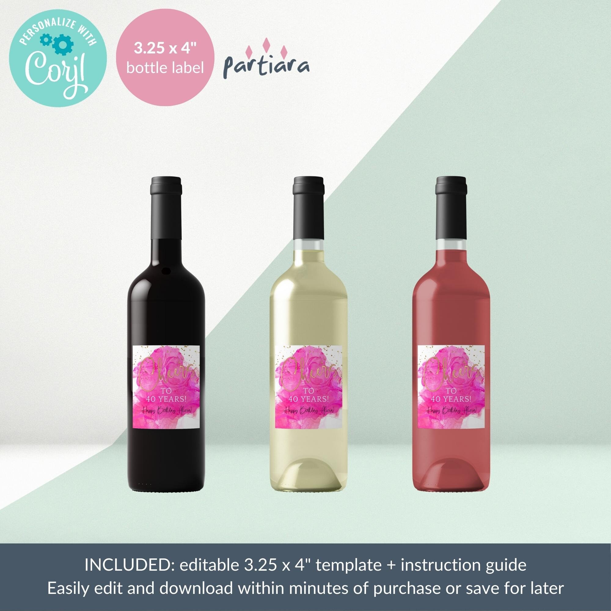 Ladies Hot Pink Birthday Wine Labels Printable Fuchsia Pink - Etsy