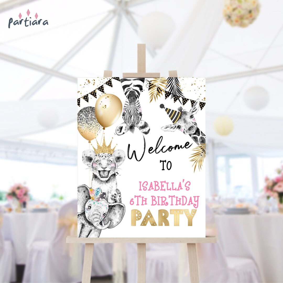 Party Animals Welcome Sign Safari Animal Printable Poster for Boys or ...