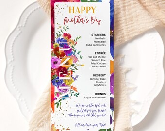 Teen Birthday Menu Editable Template - Etsy