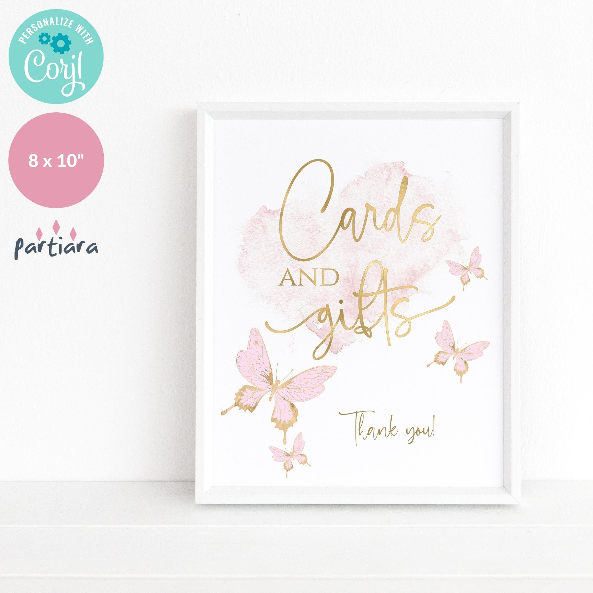 Blush Pink Butterfly Cards & Gifts Table Sign Printable Girl - Etsy