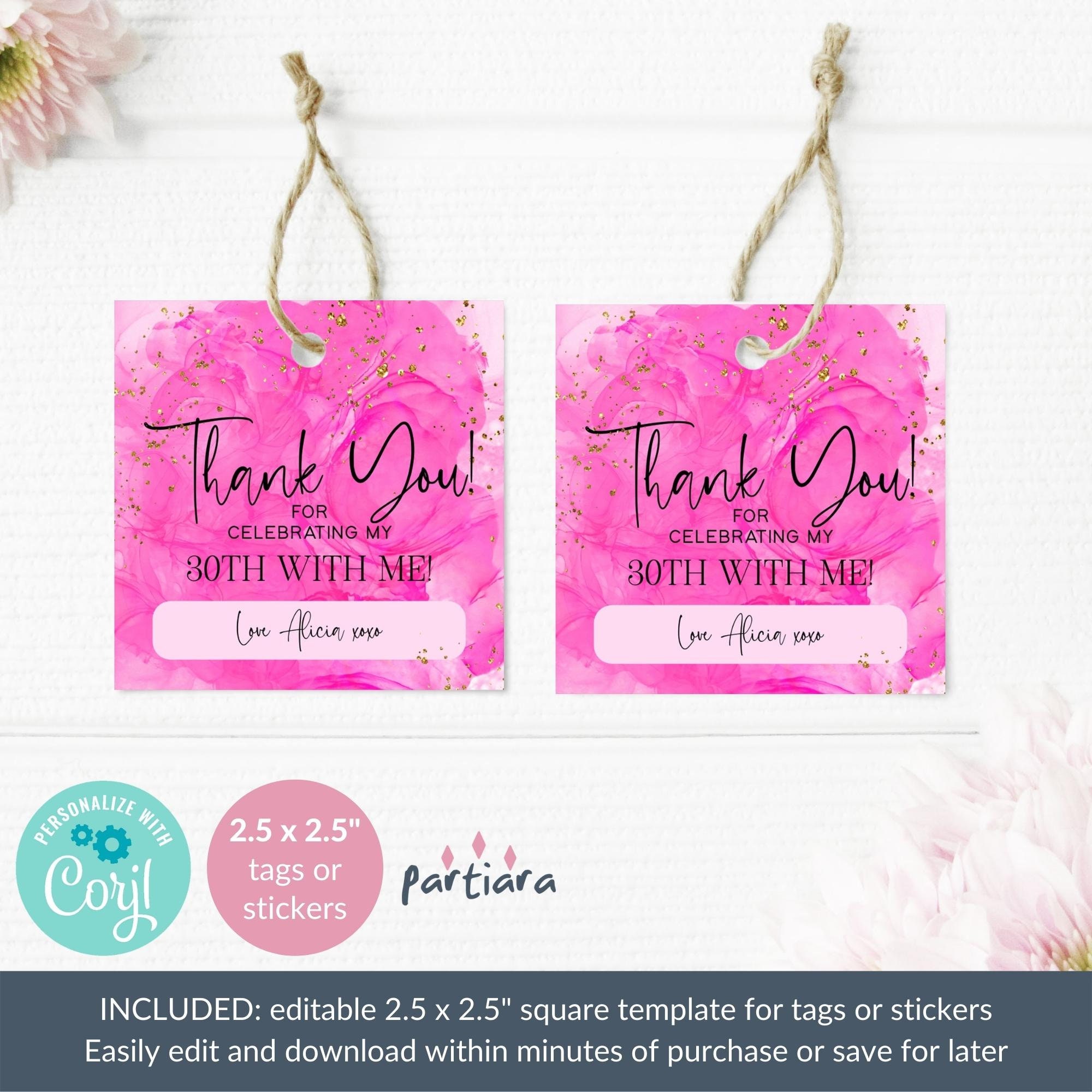 Hot Pink Birthday Favor Tags Printable Ladies Fuchsia Pink and - Etsy
