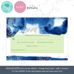 Royal Blue Birthday RSVP Card Invitation Response Cards Men or Ladies ...