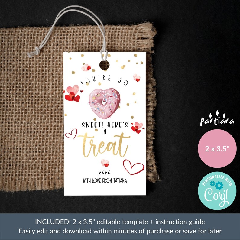 Sweetheart Birthday Treats Tag Printable, Girl Valentines Day Candy ...