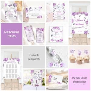 Butterfly Birthday Sign Welcome Party Printable, Girls Purple Floral ...