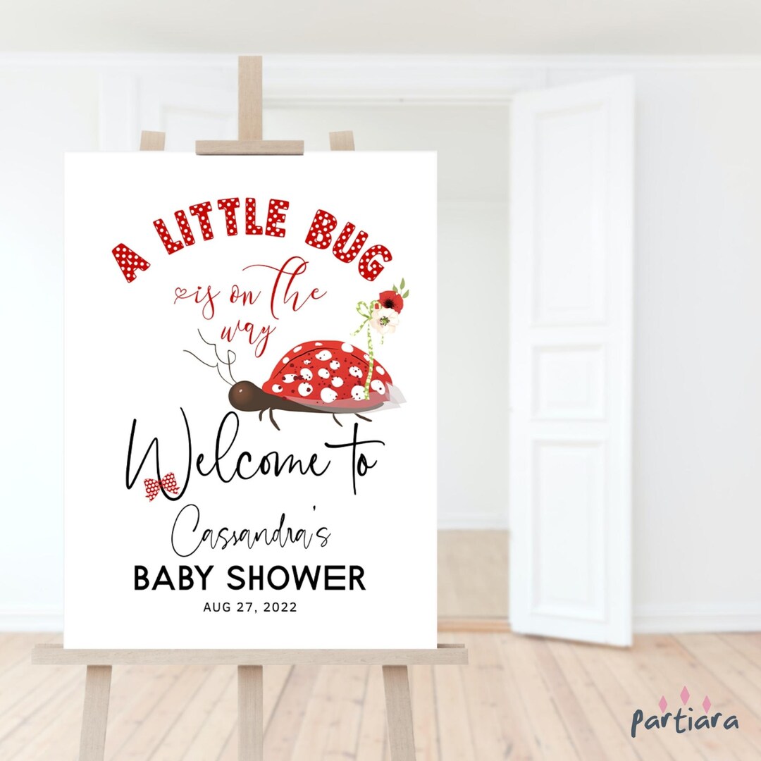 Girl Ladybug Shower Welcome Sign Printable Baby Sprinkle Party - Etsy