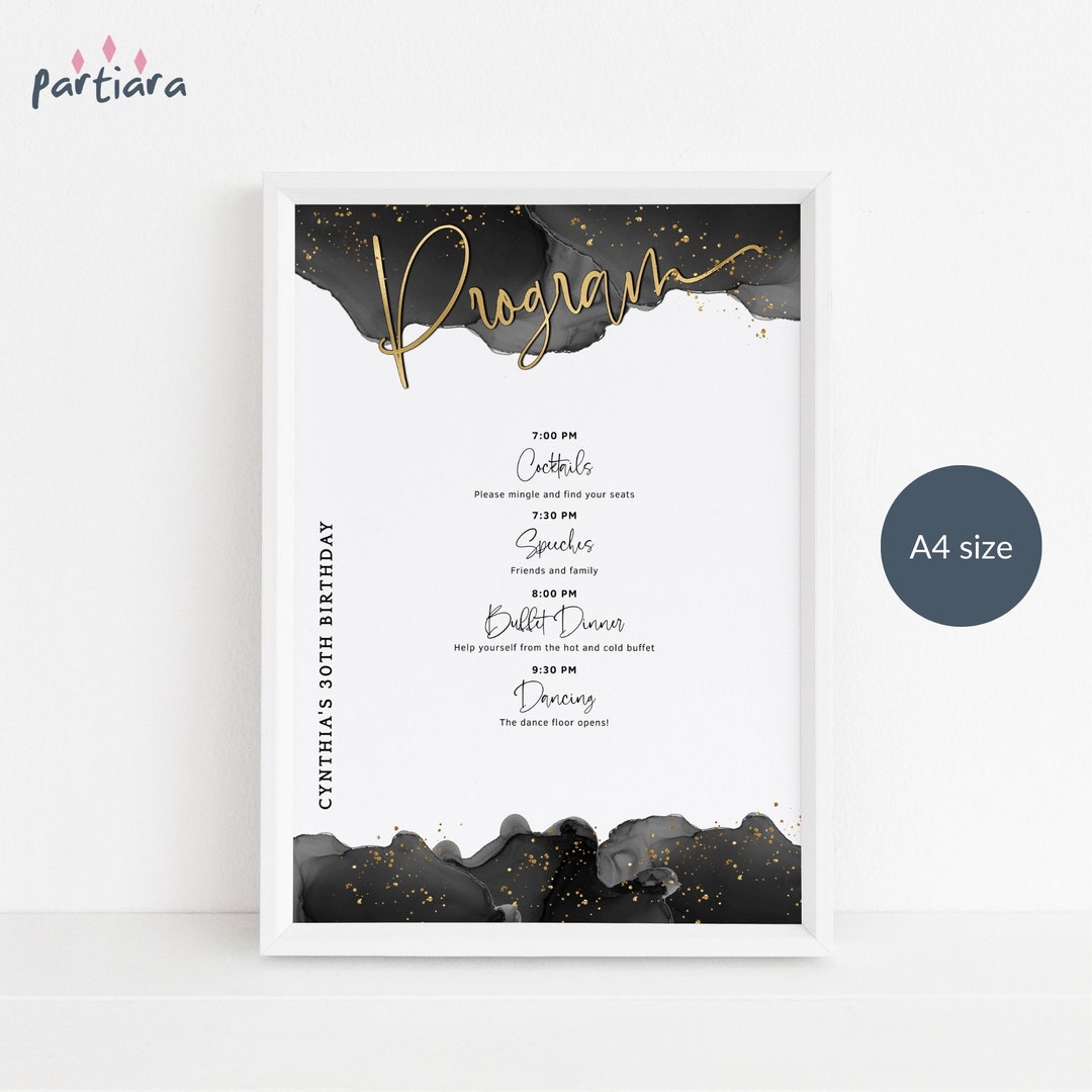 Dinner Party Program Template, Mens or Teen Boys Birthday Table Program ...