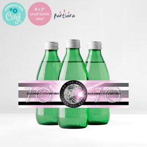 Disco Dance Party Water Bottle Labels Printable Teens Girls Ladies ...