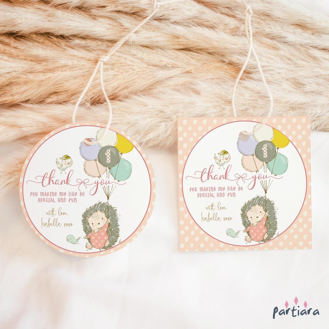 Hedgehog Favor Tag Fall 1st Birthday Party Thank You Gifts Label ...