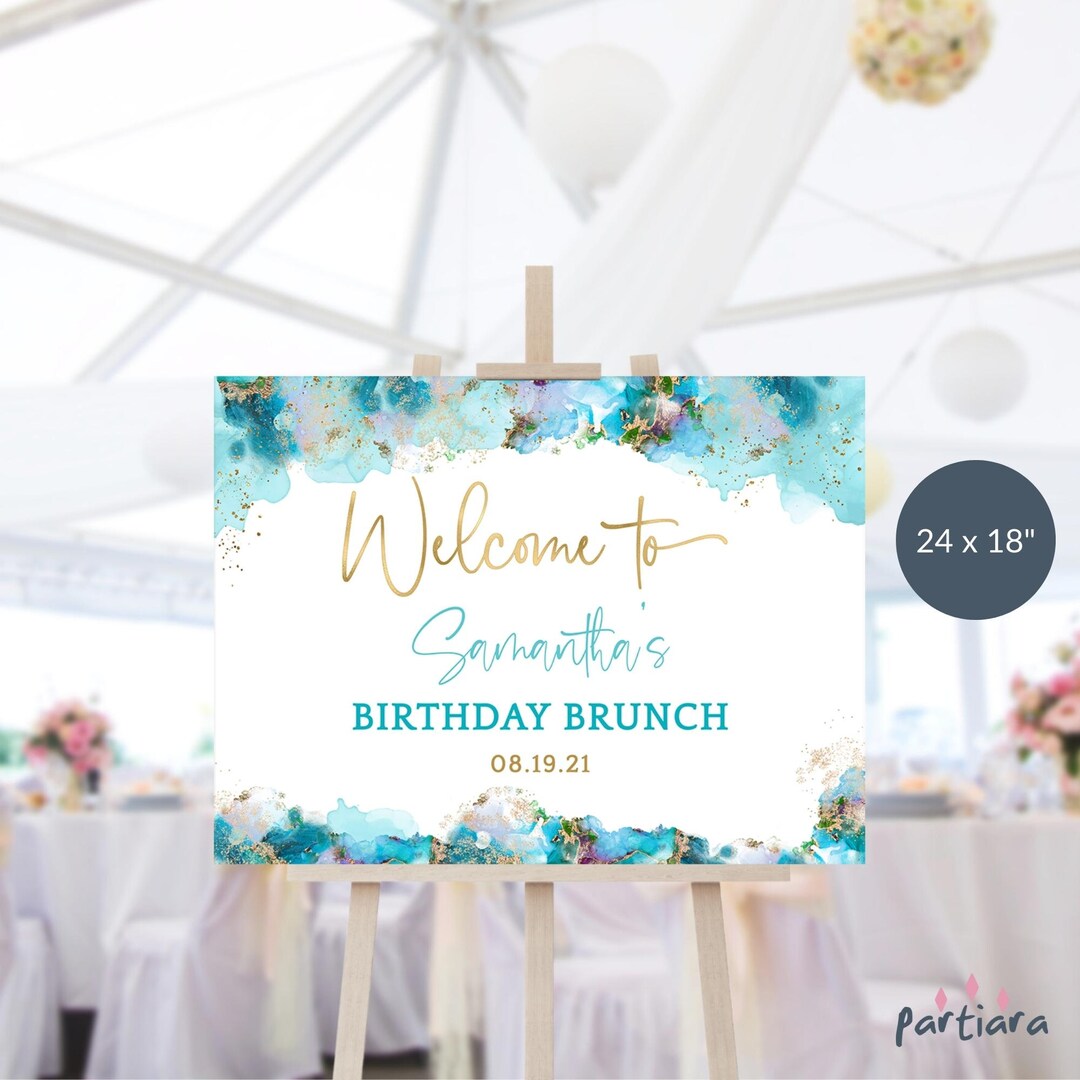 Beach Theme Party Sign, Birthday Welcome Poster Printable, Bridal ...