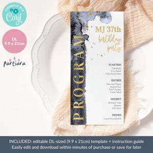 Editable Program Card, Birthday Dinner Programs, Mens Retirement Party ...