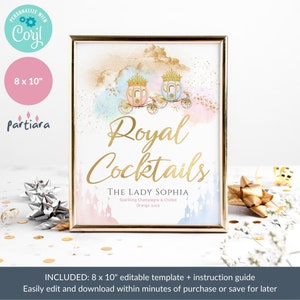 Princess Birthday Cocktails Bar Sign Printable Royal Cocktail Juice ...
