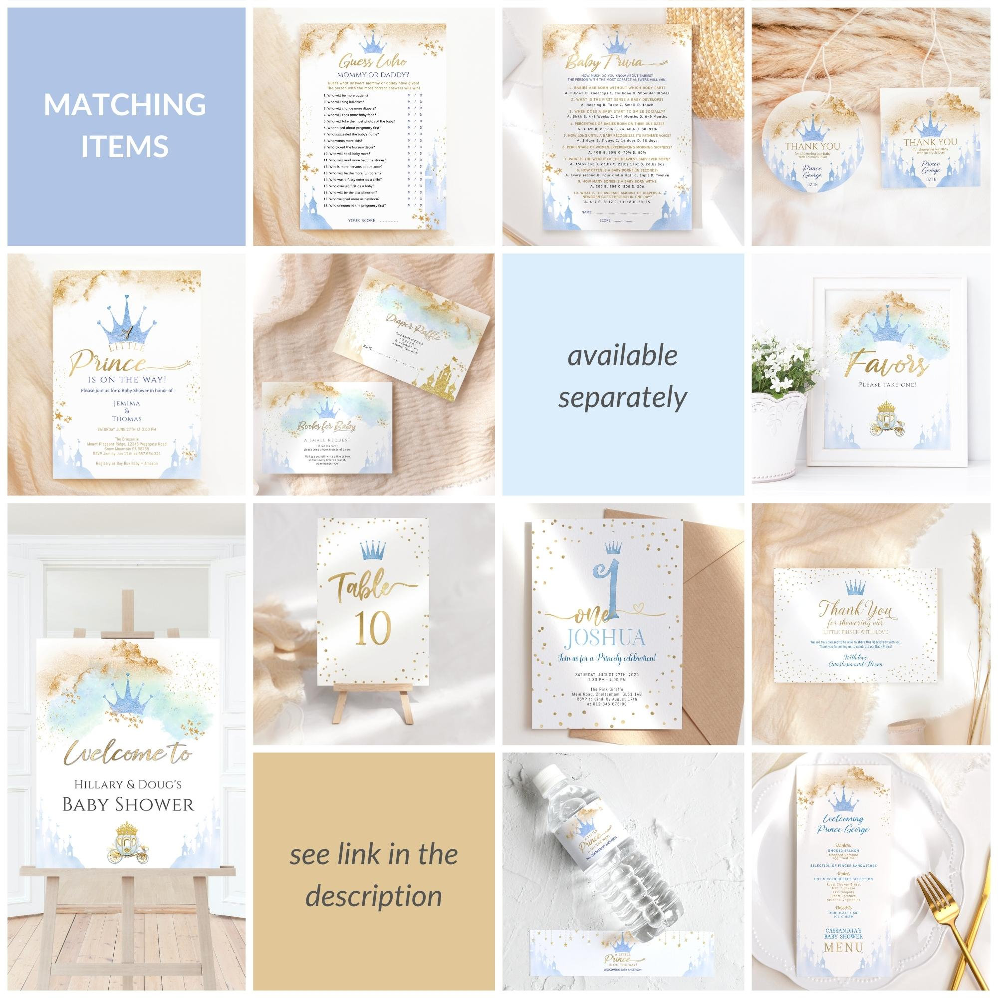 Baby Shower Table Number Cards Printable, Boys Baptism Table Decor ...