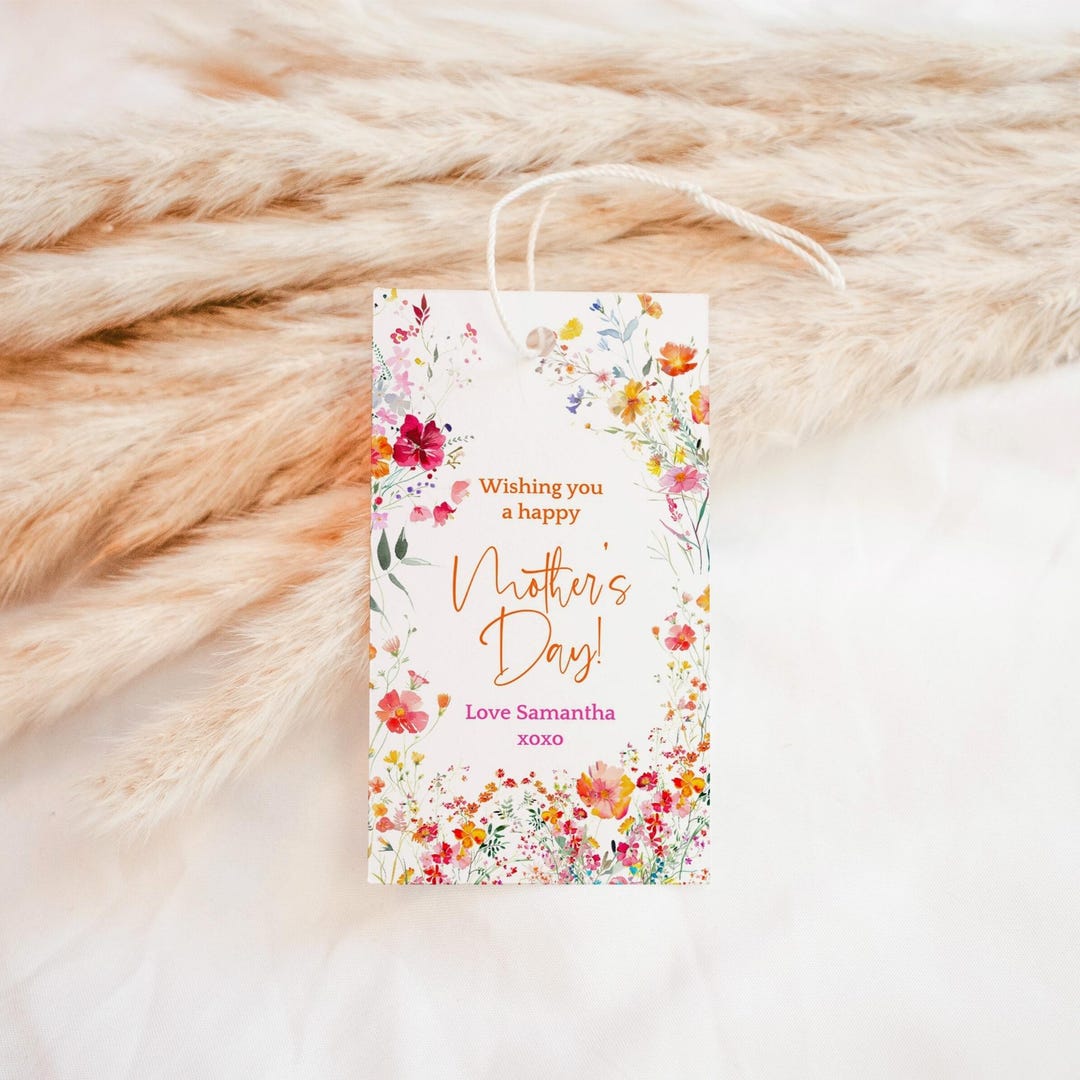 Mothers Day Tags, Thank You Gift Tag for Mother's Day, Floral Favor ...