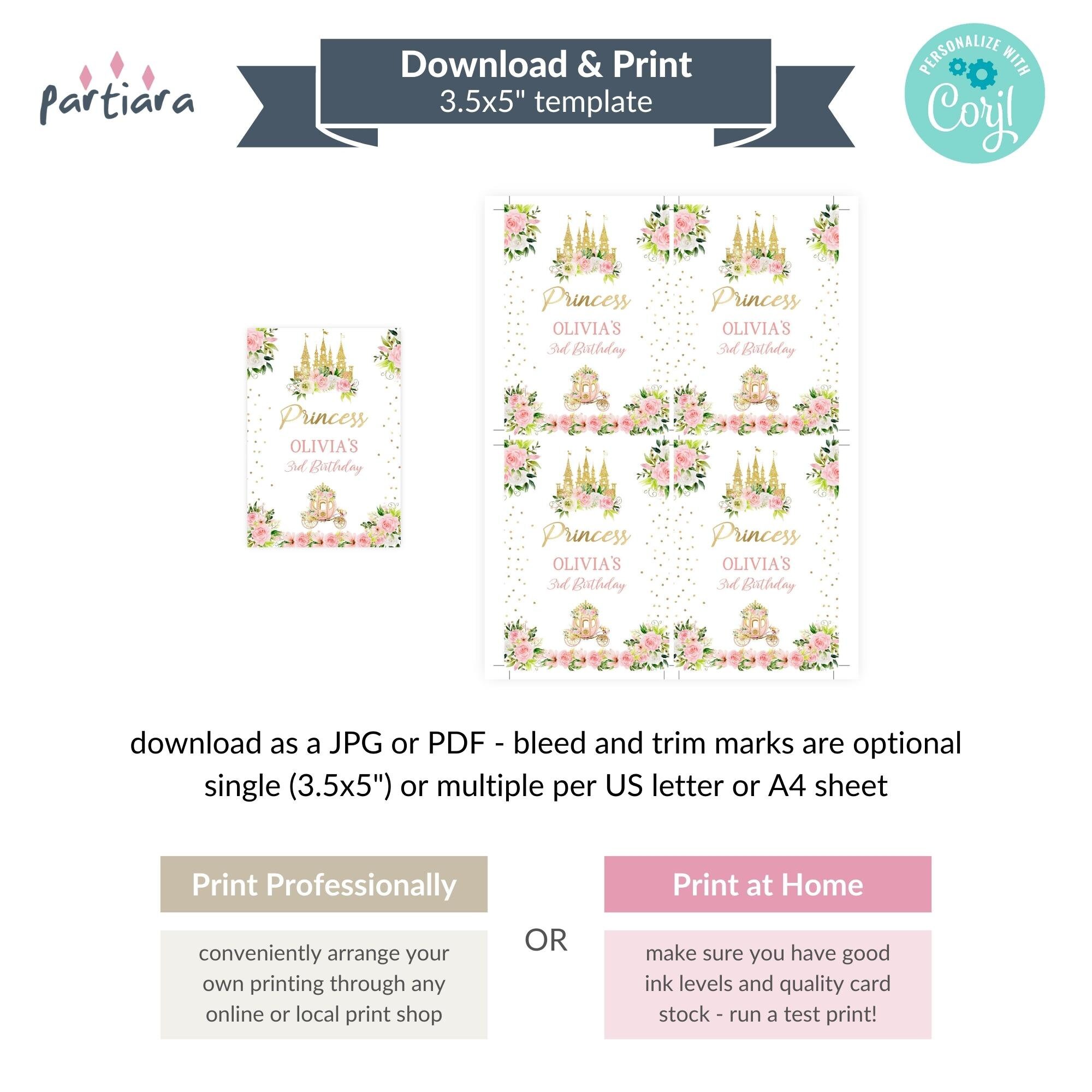Princess Party Juice Labels Printable Girl's Fairytale Birthday Juices ...