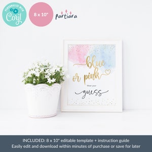 Gender Reveal Sign Wear Your Guess Table Poster Decor Printable, Pastel ...