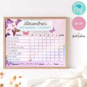 Girl Task Planner Homework Reward Chart Daily Chores Poster Weekly ...