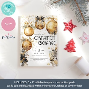Ornament Exchange Invites Printable Christmas Ornaments Swap Party ...