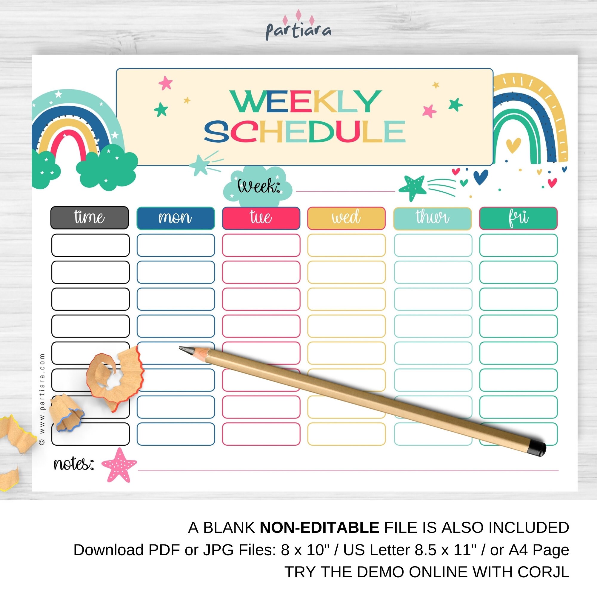 Editable Kids Weekly Planner Home School Kids Weekly | Etsy