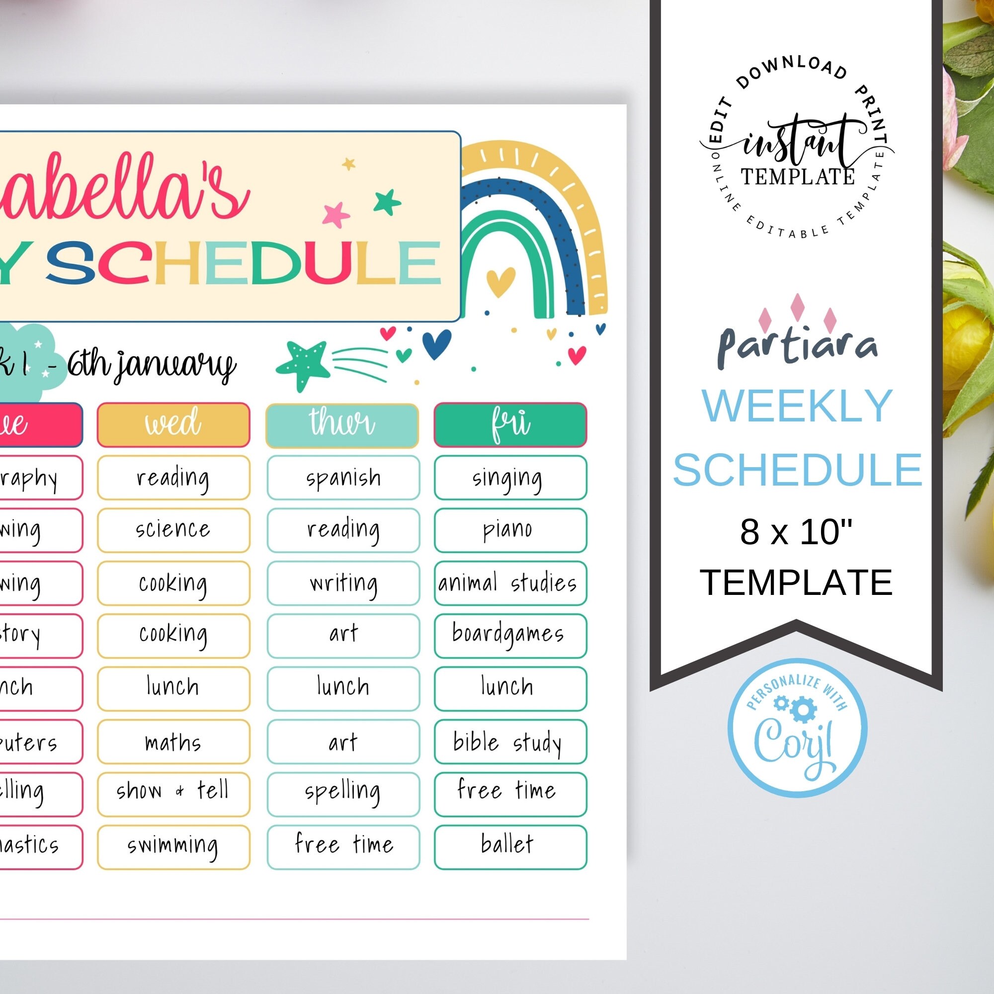 Editable Kids Weekly Planner Home School Kids Weekly | Etsy