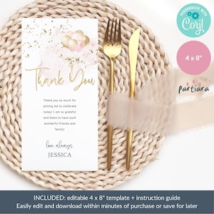 Birthday Thank You Card Tables Welcome Plate Decor Printable Ladies ...