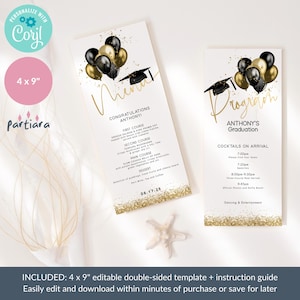 Editable Graduation Program Template, Graduation Dinner Party Menu ...