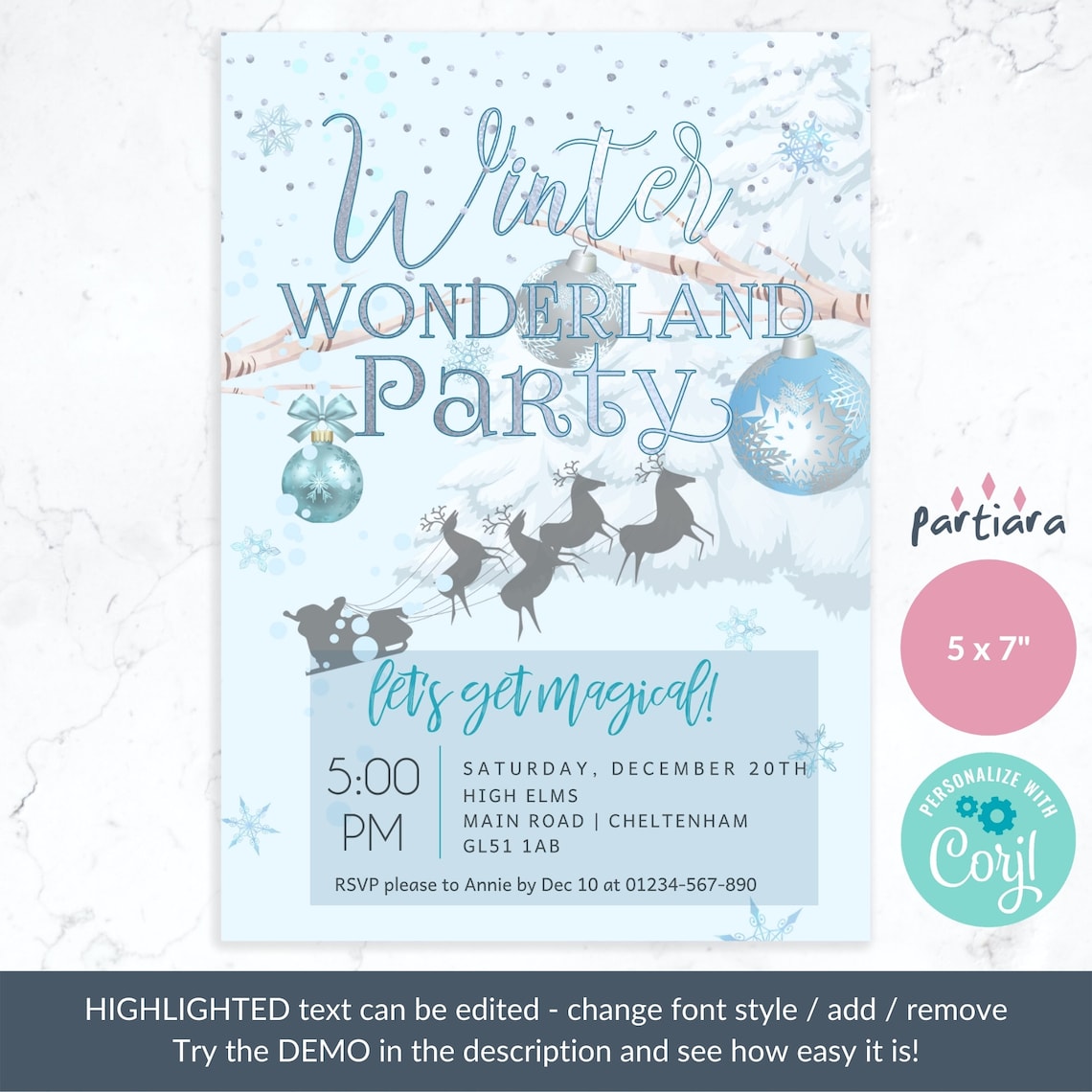 Christmas Winter Wonderland Party Invite Printable Kids - Etsy