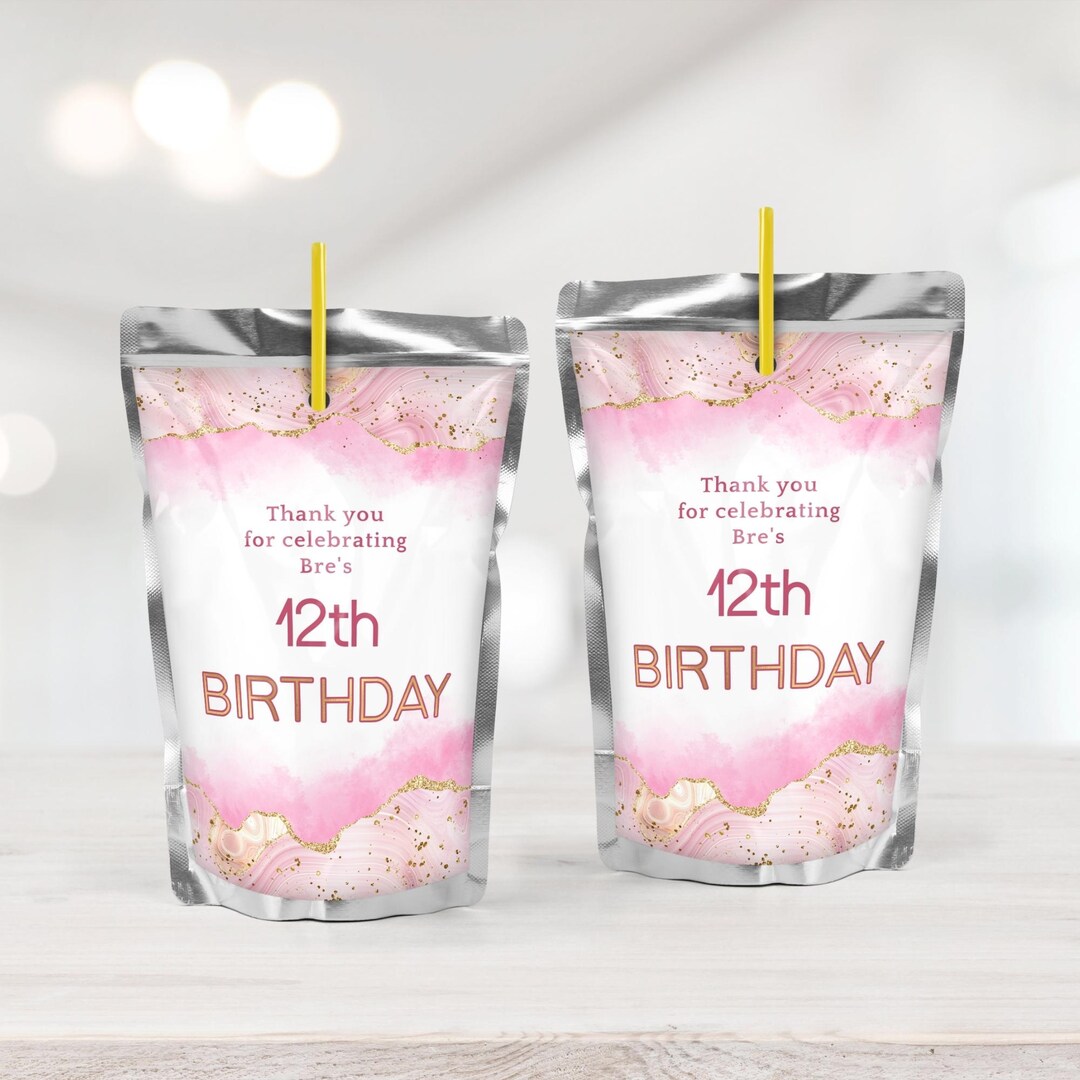 Birthday Fruit Juice Label Template, Girls Personalized Party Favor ...