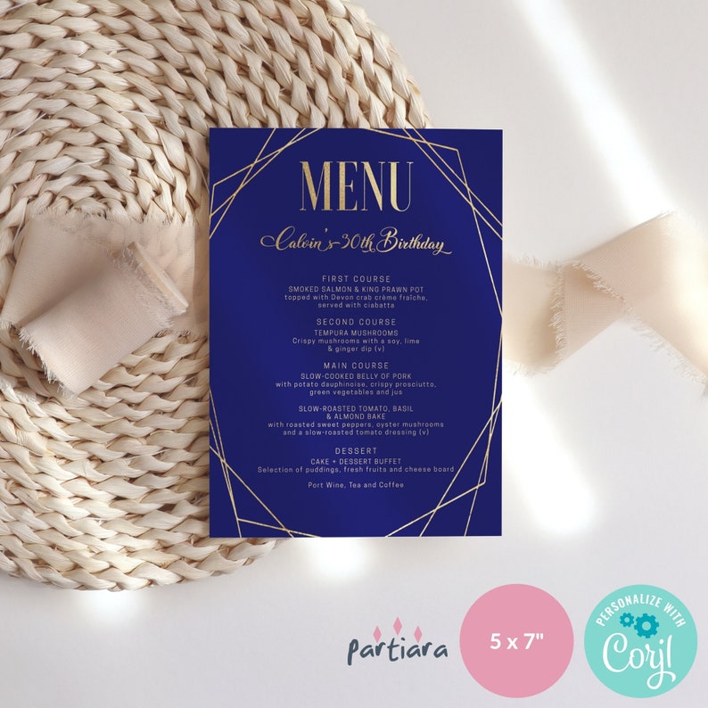 Editable Menu Card Template Birthday Party Menus Wedding - Etsy UK