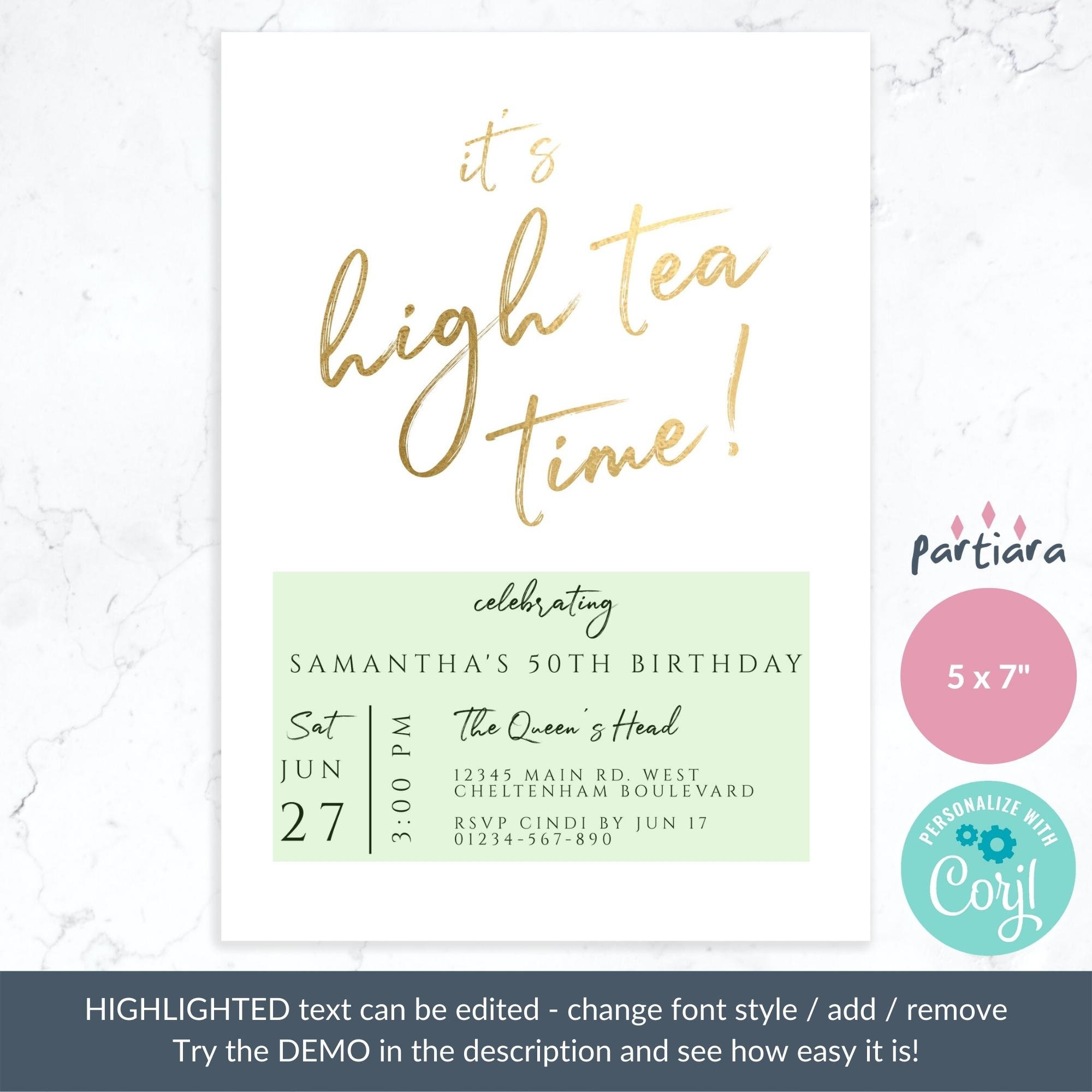 It's High Tea Time Invitation Ladies Birthday Tea Party - Etsy