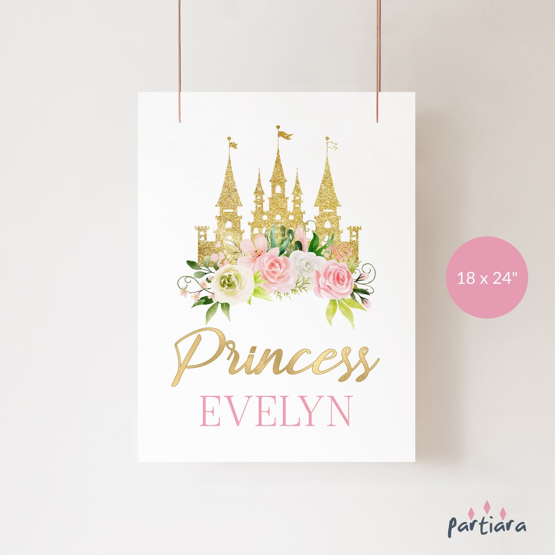 Fairytale Castle Birthday Sign Princess Party Poster Decor Girl Baby ...