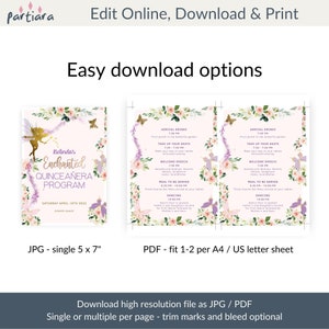 Floral Fairy Program Birthday Party Programs Printable Enchanted Garden ...
