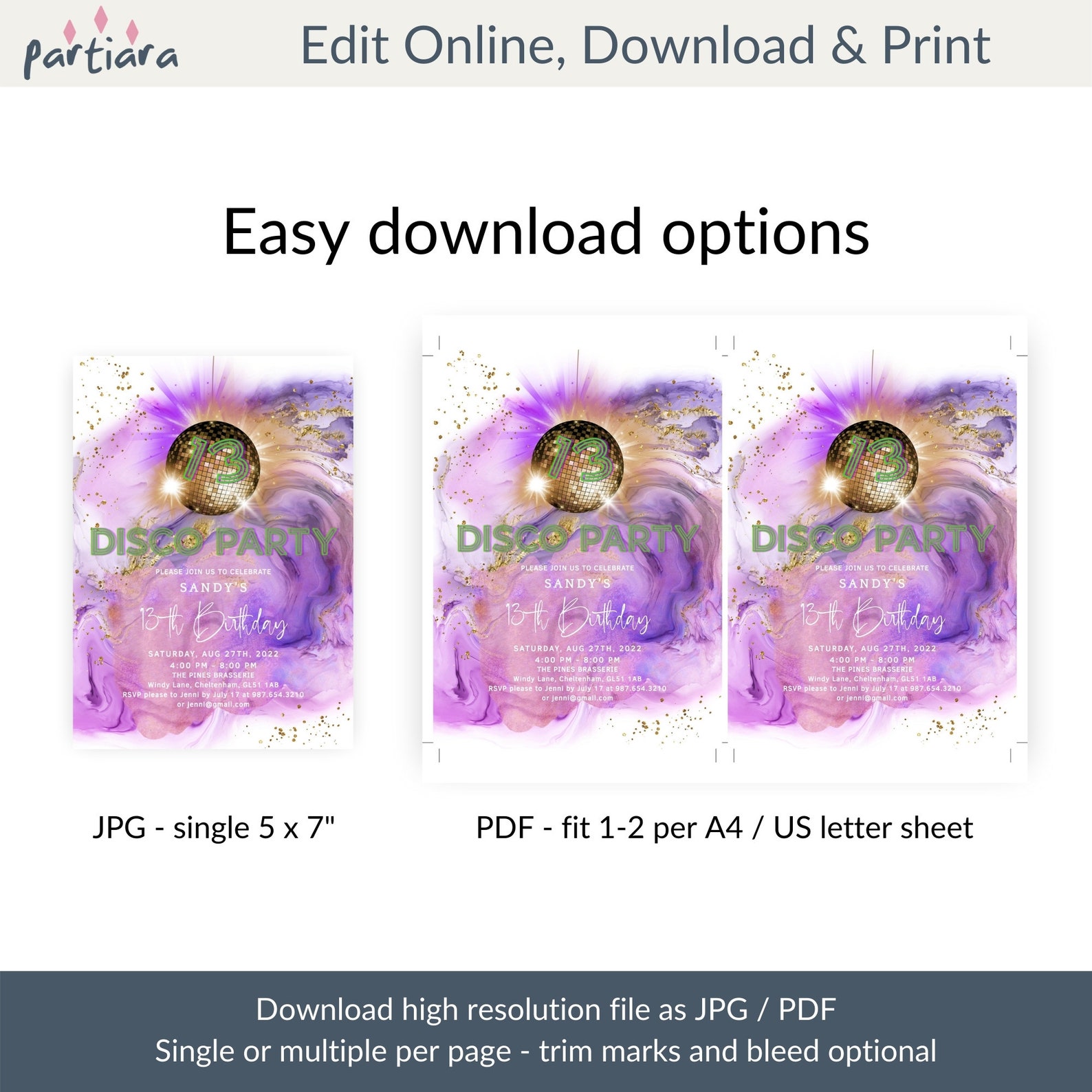 Teen Girls Disco Party Invite Birthday Disco Dance Invitation - Etsy