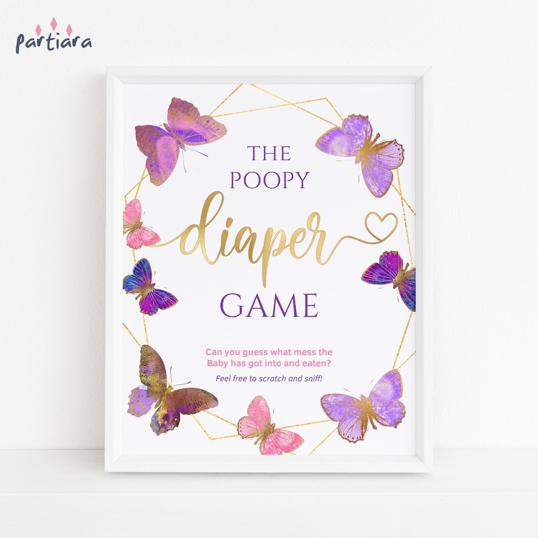 Poopy Diaper Game Butterfly Baby Shower Activity Sweet Mess Chocolate ...