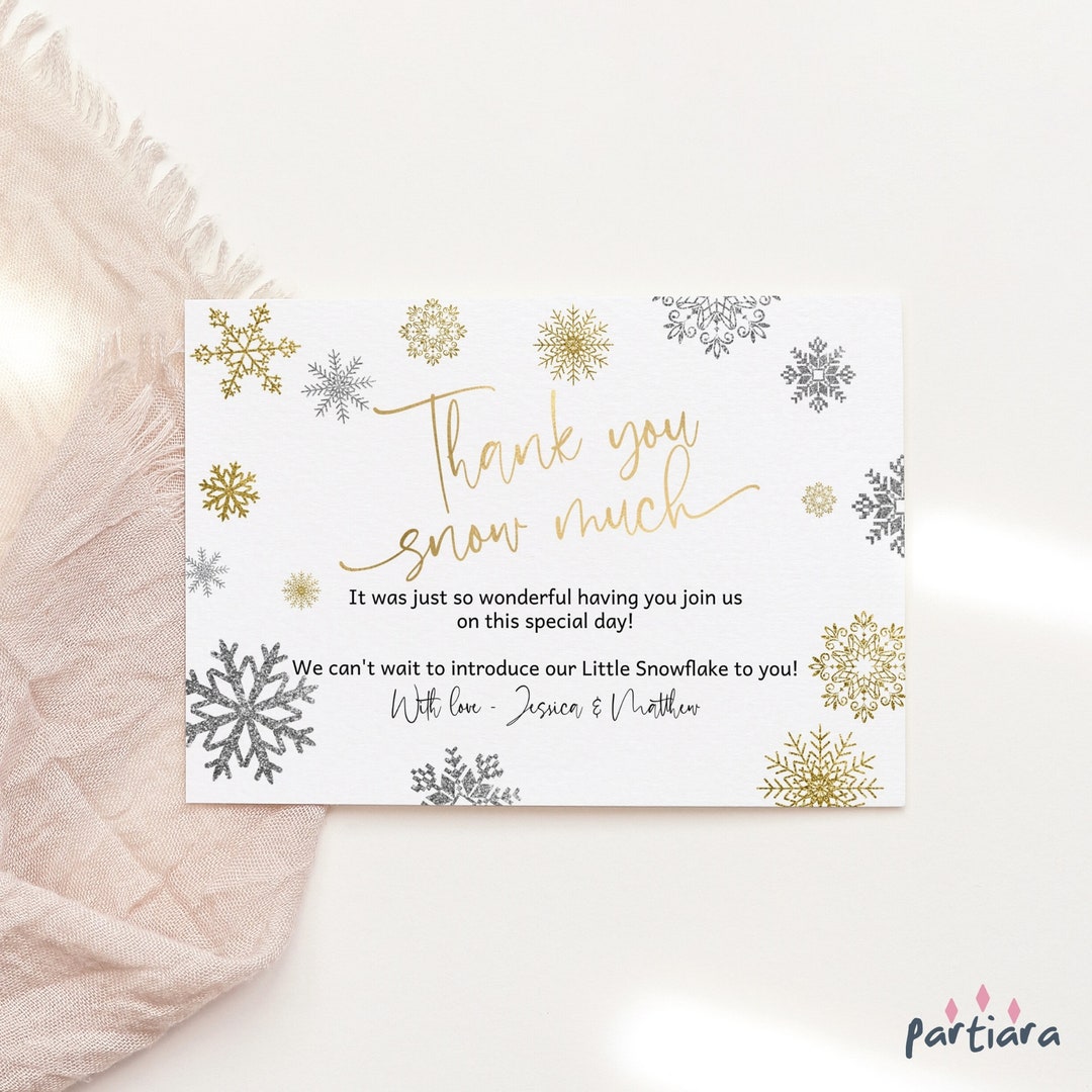 Editable Snowflake Thank You Card Template, Thankyou Snow Much ...