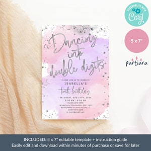 Dancing Into Double Digits 10th Birthday Disco Dance Party Invitation ...