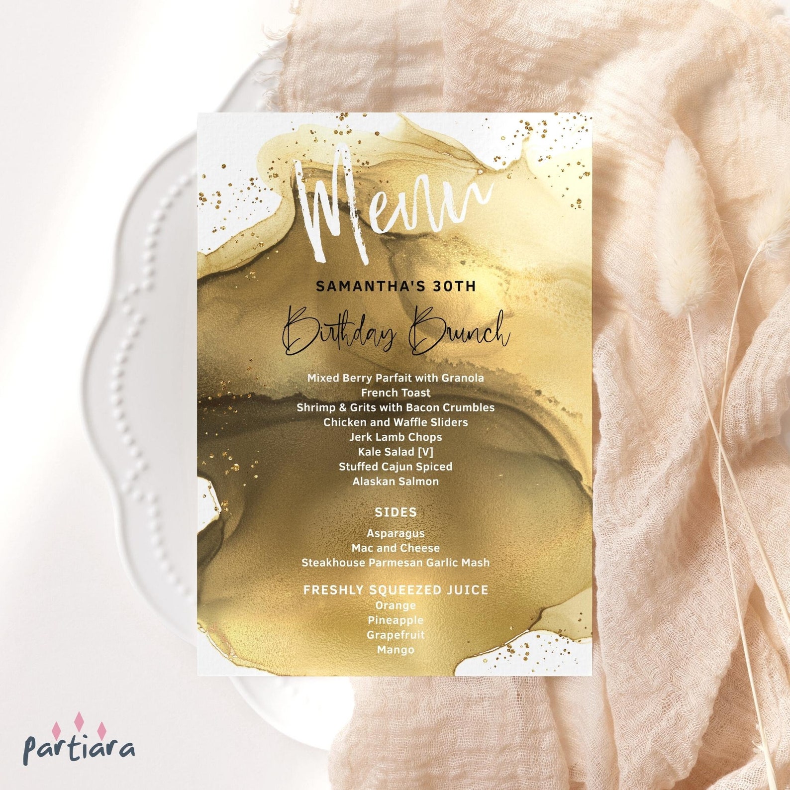 Editable Menu Template, Birthday Menus Printable, Brunch Party Menu ...