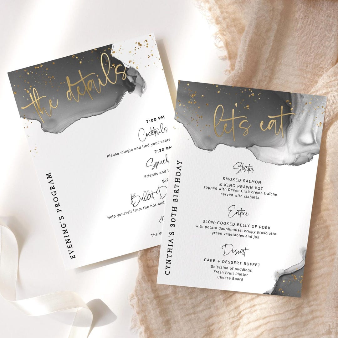 Birthday Dinner Menu Template, Dinner Party Program Itinerary With ...