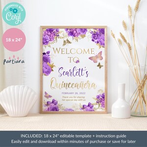 Quinceanera Sign Welcome Party Poster Decoration Printable - Etsy