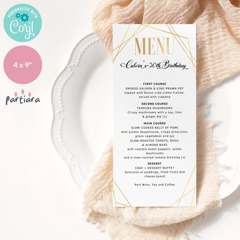 DIY Menu Cards Editable Modern All White Party Menus Printable | Etsy